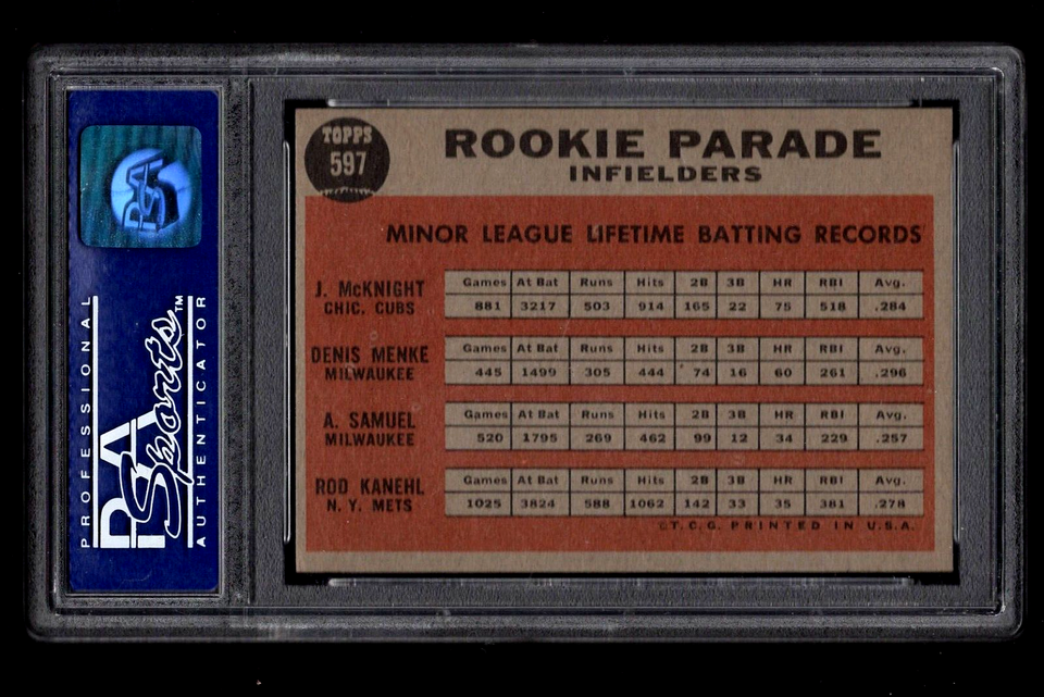 1962 TOPPS ROOKIE PARADE BASEBALL CARD #597 PSA 8 NEAR MINT TO MINT ...