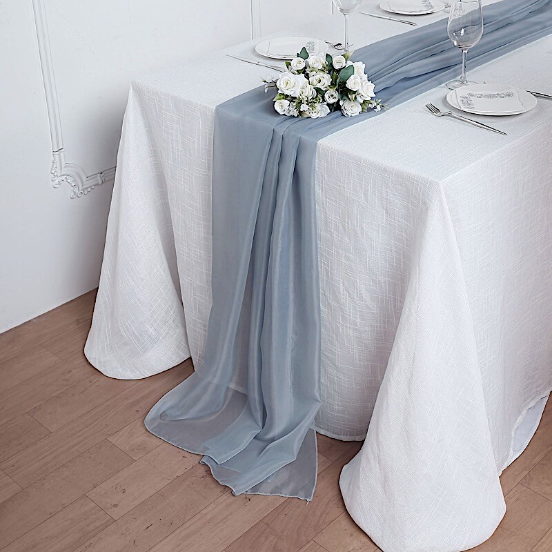 72" Dusty Blue Chiffon Extra Long Table Runner Wedding Party Banquet ...