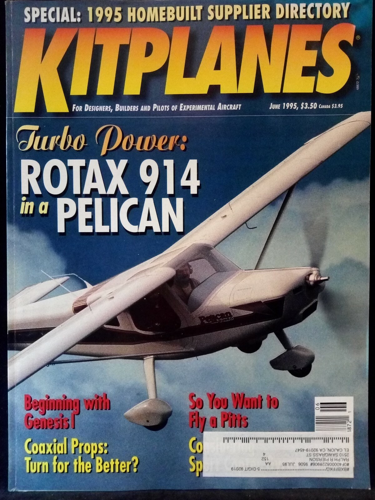 KitPlanes Aviation Magazine Issue June 1995 | eBay