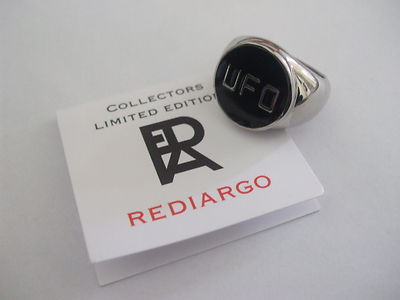 UNUSUAL STAINLESS STEEL UFO RING. ALIEN X FILES ROSWELL COLLECTABLE ...