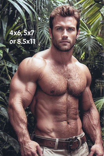 Shirtless Hairy Chest Male Hunk Beefcake Muscles Photo Photograph ...