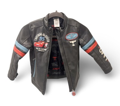 Disney Cars Lightening Mcqueen Faux Leather Gray Racing Jacket Toddler ...