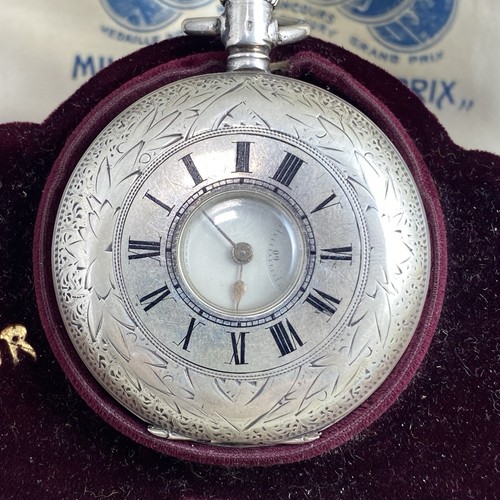 ANTIQUE LABRADOR SILVER HUNTER POCKET WATCH ENGRAVED CASE IN BOX | eBay