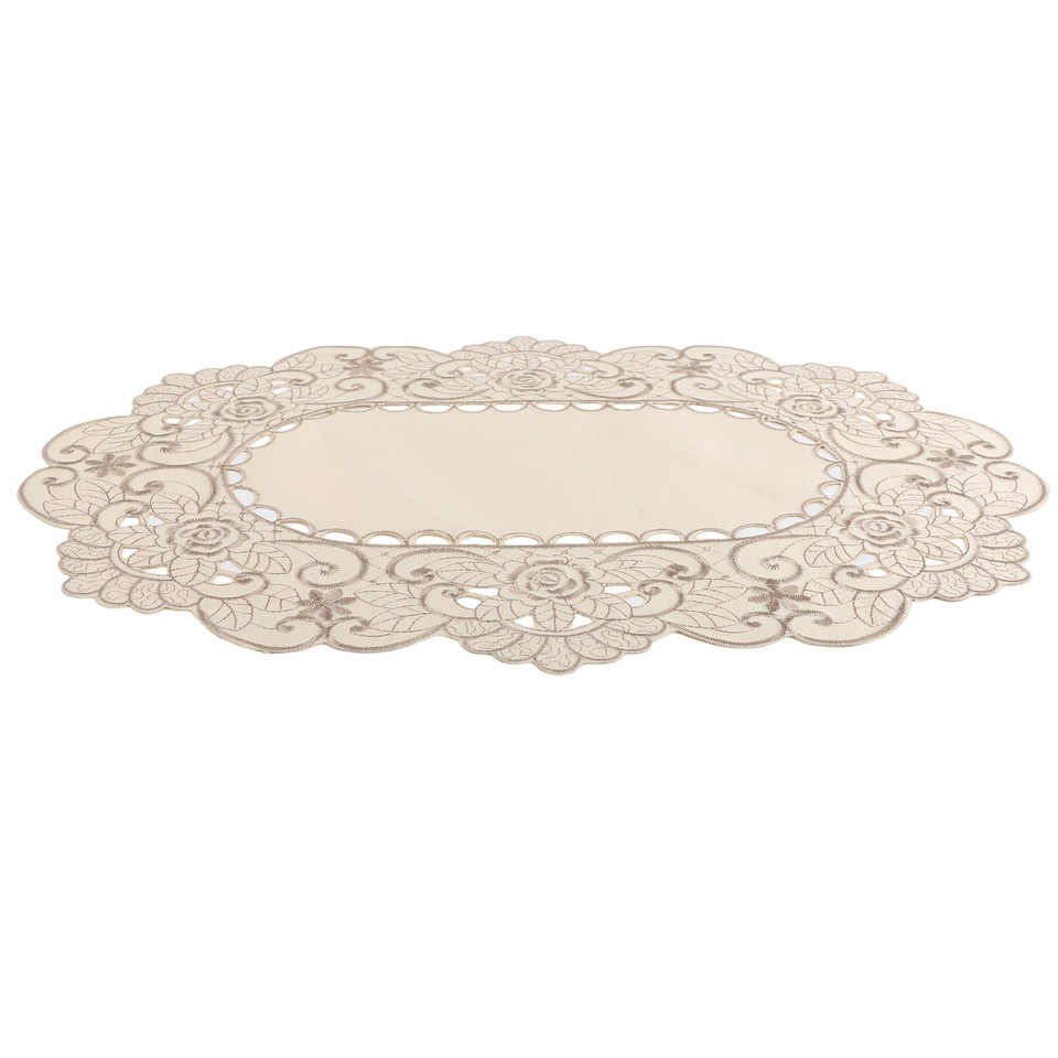 Satin White Embossed Lace Tablecloth Table Cover Wedding Oval Rectangle ...