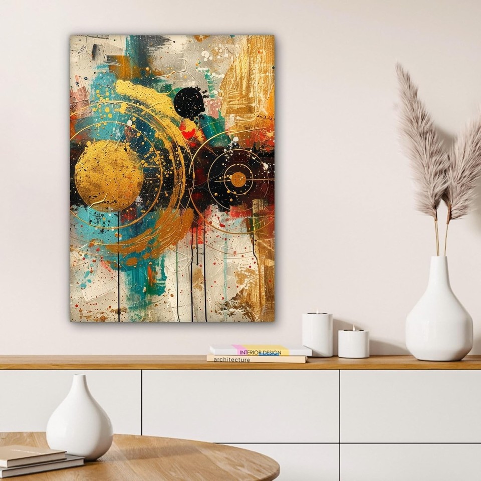 Large Abstract Gold Canvas Wall Art 50x70cm Modern Print for Living ...