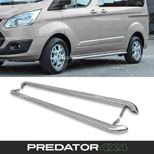 STAINLESS STEEL SIDE BARS STEPS FOR FORD TRANSIT CUSTOM SPORTLINE LWB ...