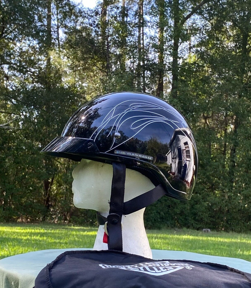 Harley Davidson HD-2 Half Shell Black Flames Helmet Size Small OEM w ...
