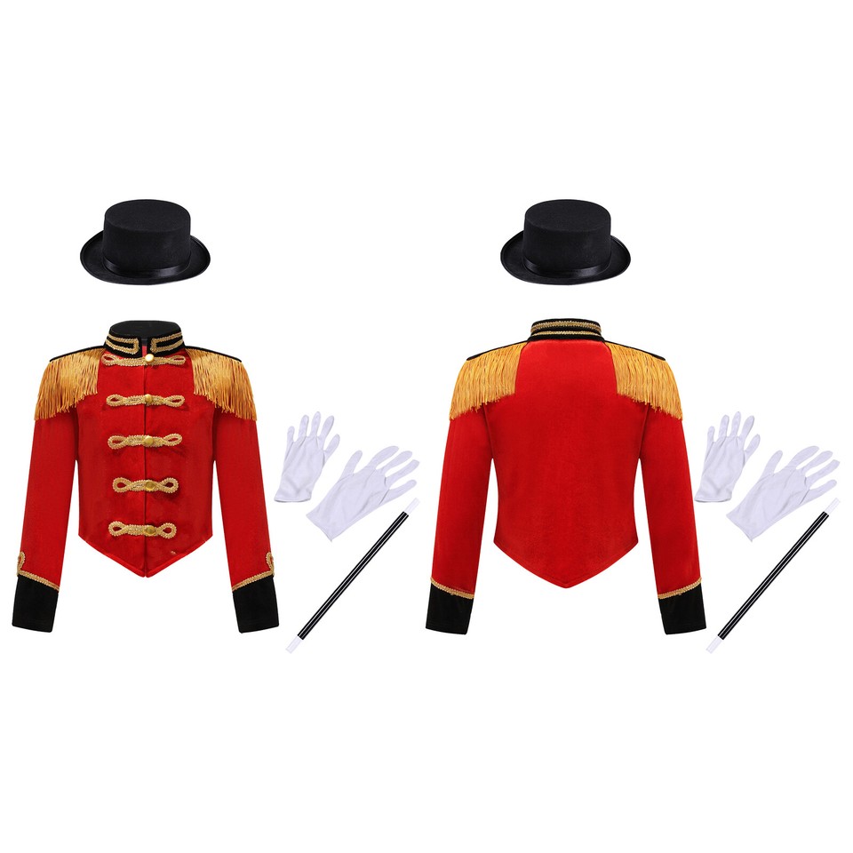 Boy Girls Circus Ringmaster Jacket Tassel Coat Marching Band Uniform ...