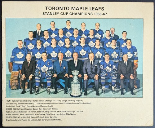 1966-67 Toronto Maple Leafs Stanley Cup Champions Team Photo Promo Card ...