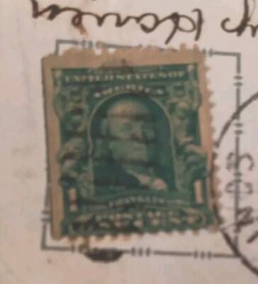 Very Rare 1908 Ben Franklin 1 Cent Postage Stamp With Green Hinge Line ...