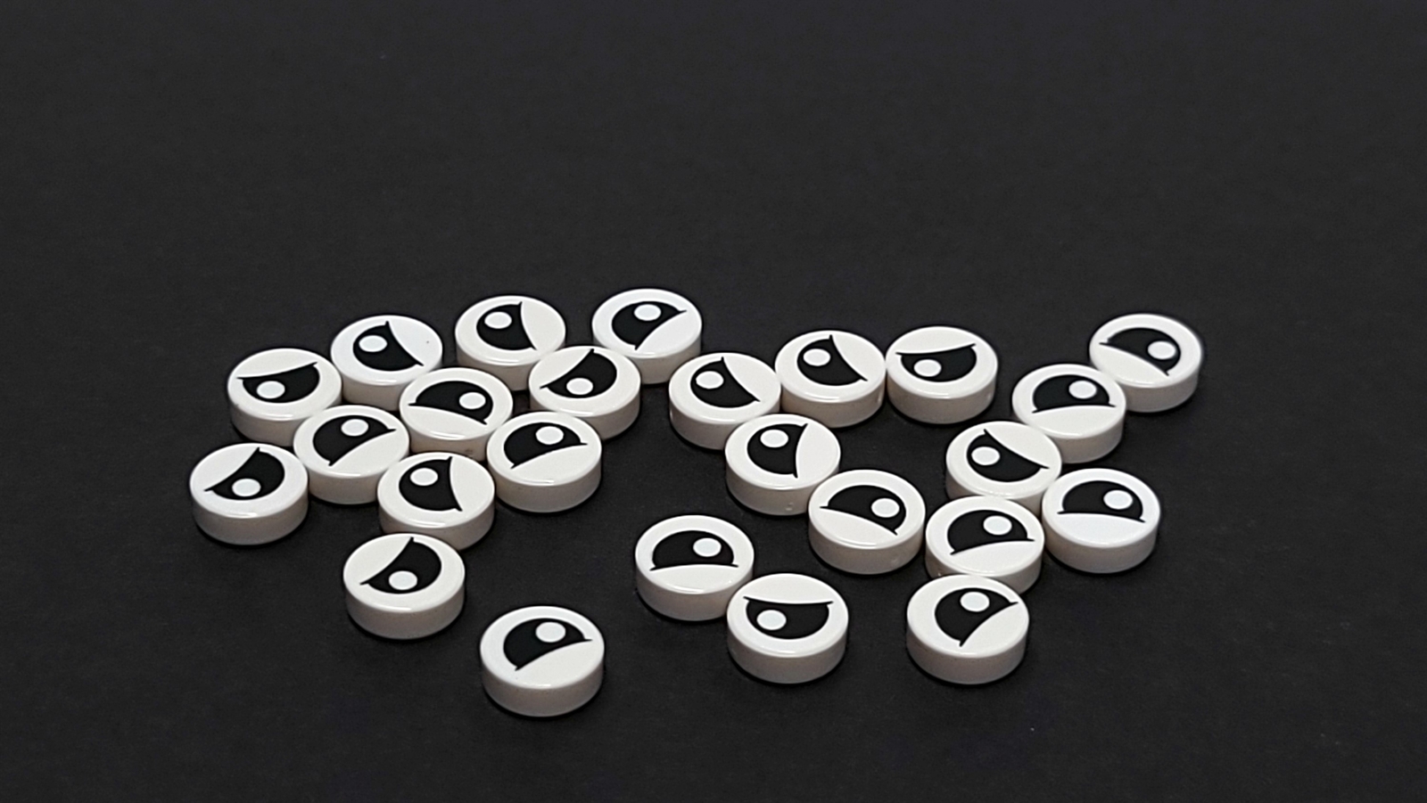 Lego 1x1 Round Tile Black Eye with Pupil Partially Closed Pattern Lot ...