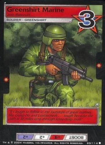GI Joe TCG: Greenshirt Marine, Joe Recruit [Played] from set GI Joe ...