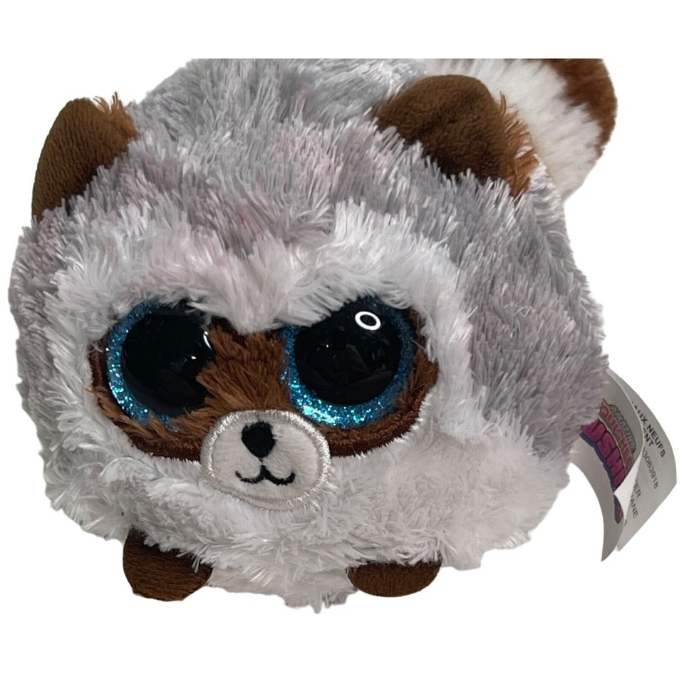 Amazing Squishee Plushies Round Rocky Raccoon 4" Blue Eyes | eBay