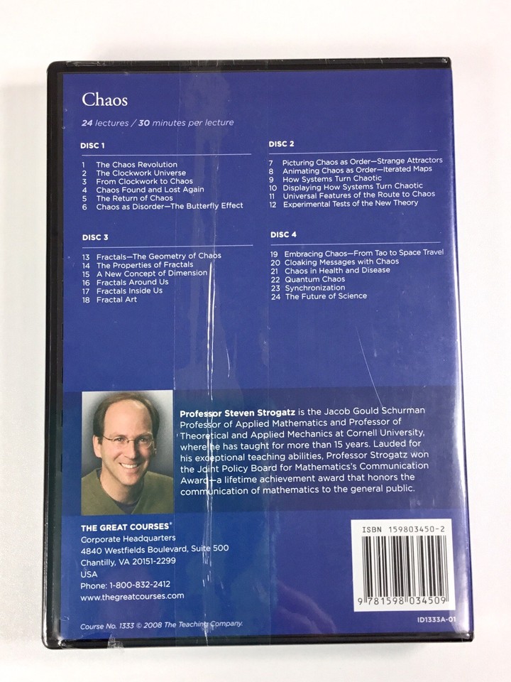 Great Courses: Chaos: Science / Physics no. 1333 4 DVD set + Course ...