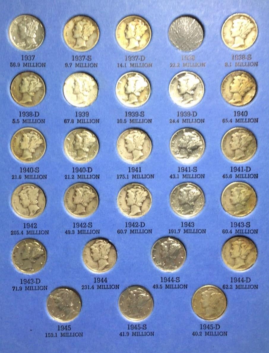 1937PDS-1945PDS US Mercury SILVER Dimes Set of 26 Different Dimes! | eBay