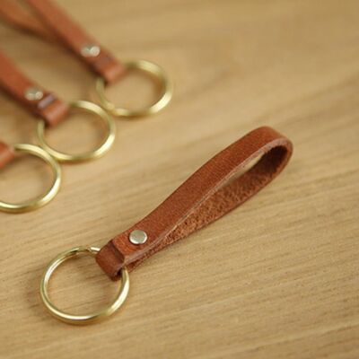 1 X Real Leather Belt Loop Keychain Key Ring Holder Clip Dangler Brown ...
