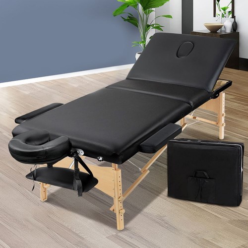 3 Fold Massage Table 60CM Wooden Portable Beauty Therapy Salon Waxing ...