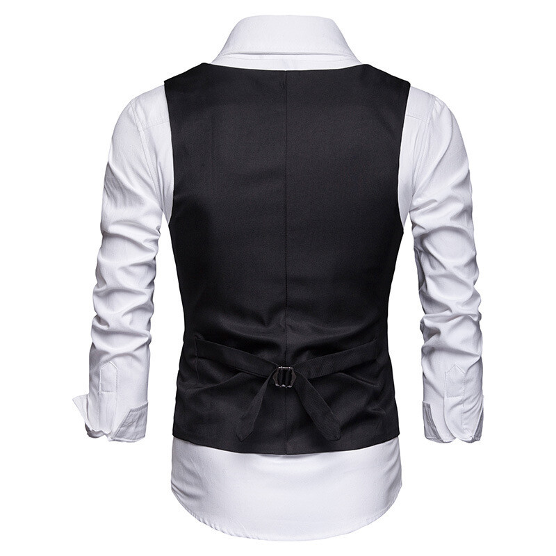 Men's Dress Suit Vest V Neck Adjustable Back Strap Formal Business ...