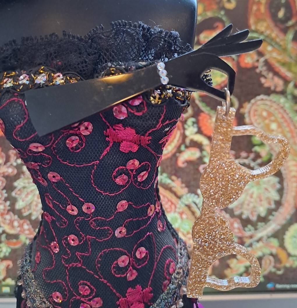 Vintage 1980/90s Burlesque Glove and Bra BROOCH Gold … - Gem