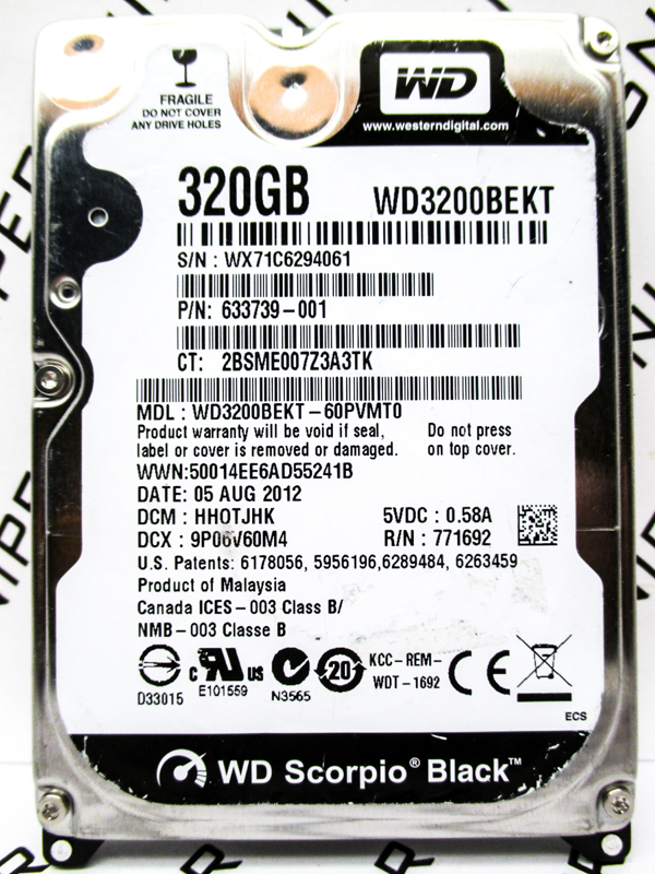 PCB - Western Digital 320GB WD3200BEKT-60PVMT0 SATA 771692-806 AE 2.5 ...