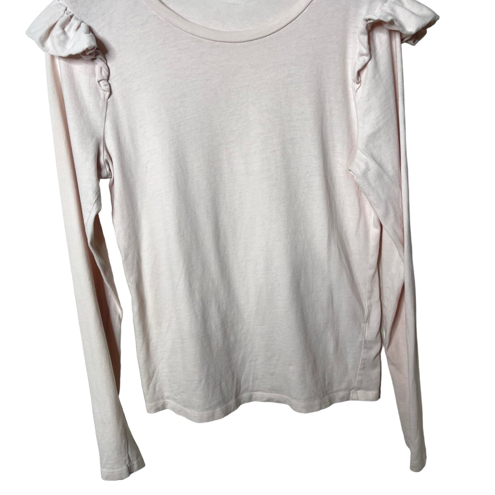 FRAME Denim Ruffle Sleeve Blush Pink Women's Long Sle… - Gem