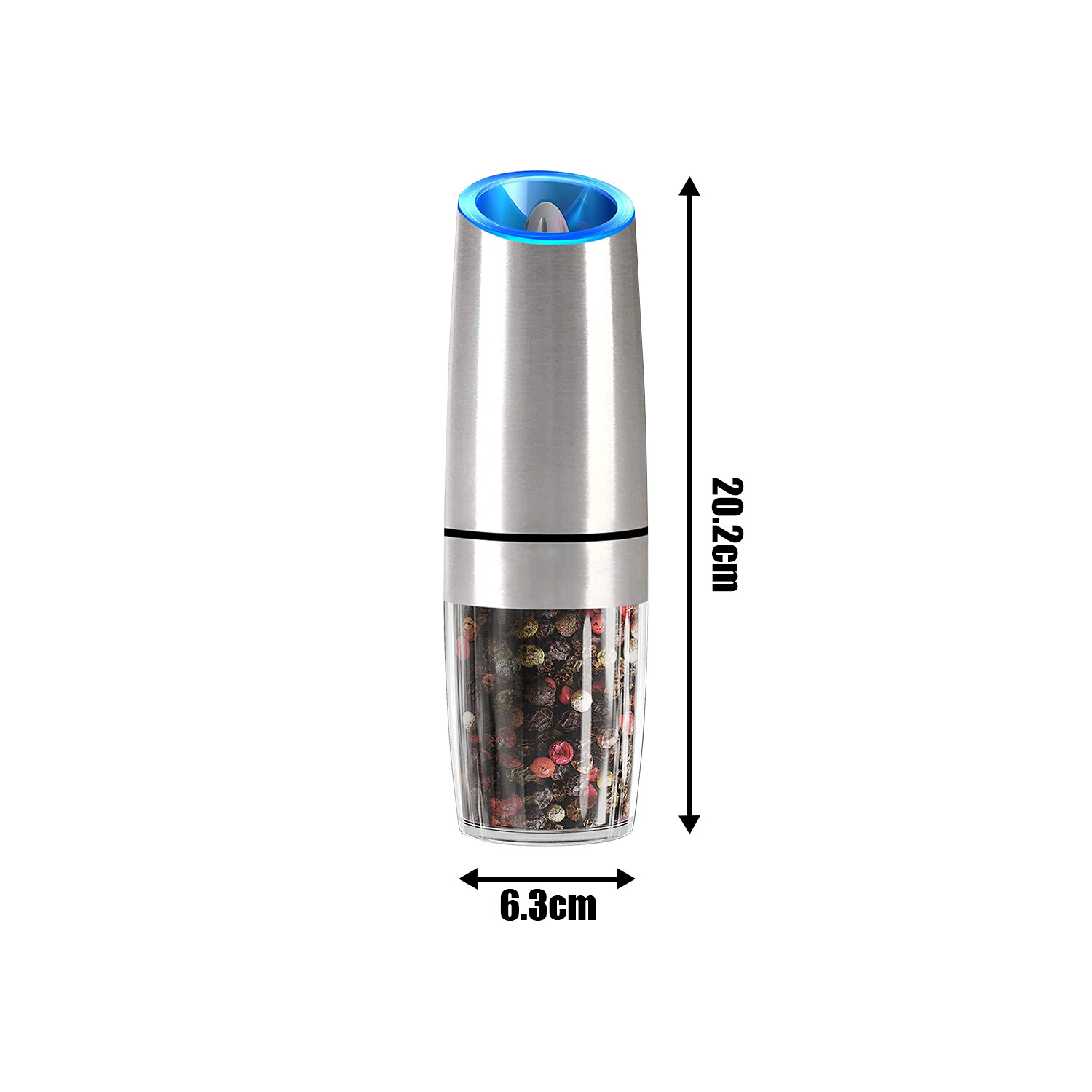 Automatic Gravity Electric Salt and Pepper Mill LED Grinder Battery ...