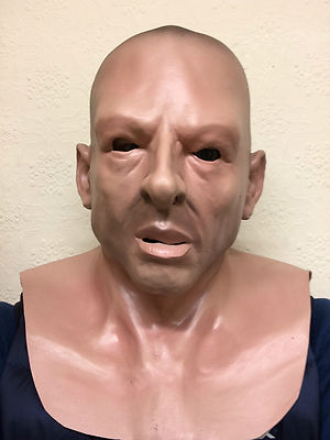 Realistic Male Bald Head Hard Man Thug Soldier Human Face Mask Latex ...