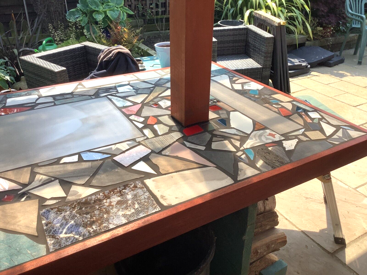 Broken Tile For Outside Patios DIY Mosaic Steps With Cement And Broken