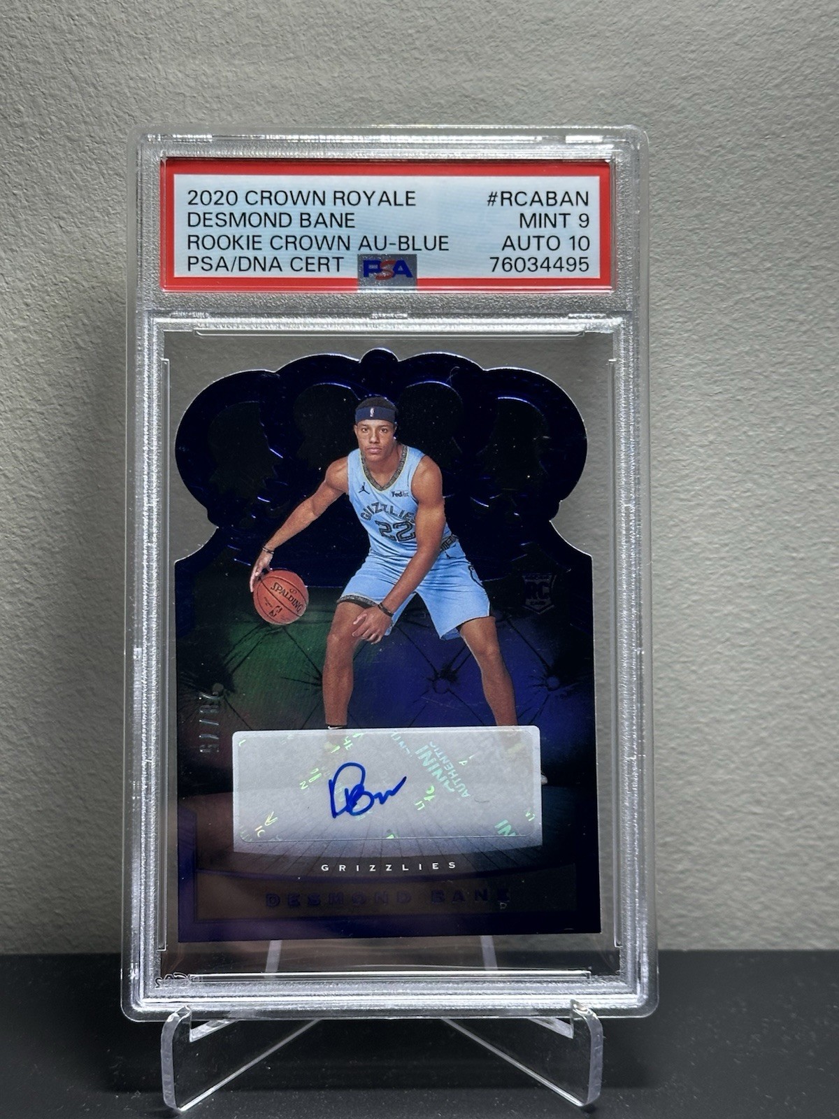 Desmond Bane Rookie Crown Auto Blue /75 PSA 9 2020-21 Panini Crown ...