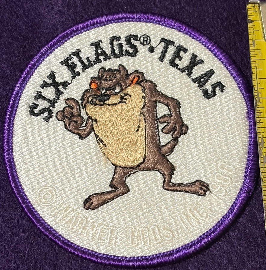 Vintage Six Flags Over Texas Patch Tasmanian Taz Devil 1986 Purple ...