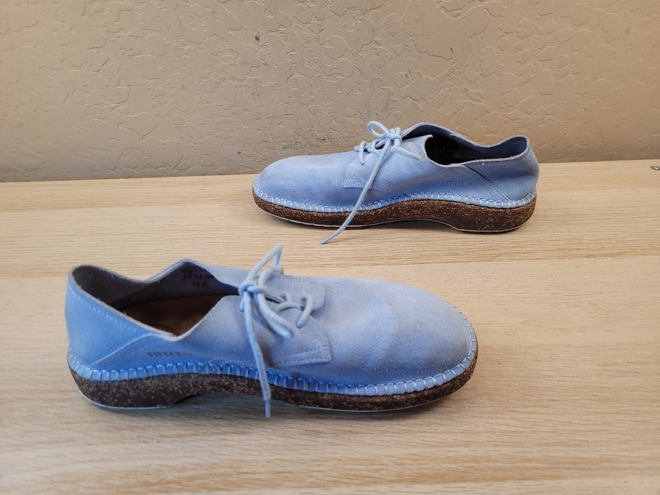 Birkenstock Gary Sky Blue Suede Casual Lace-Up Low-Profile Shoes Size ...