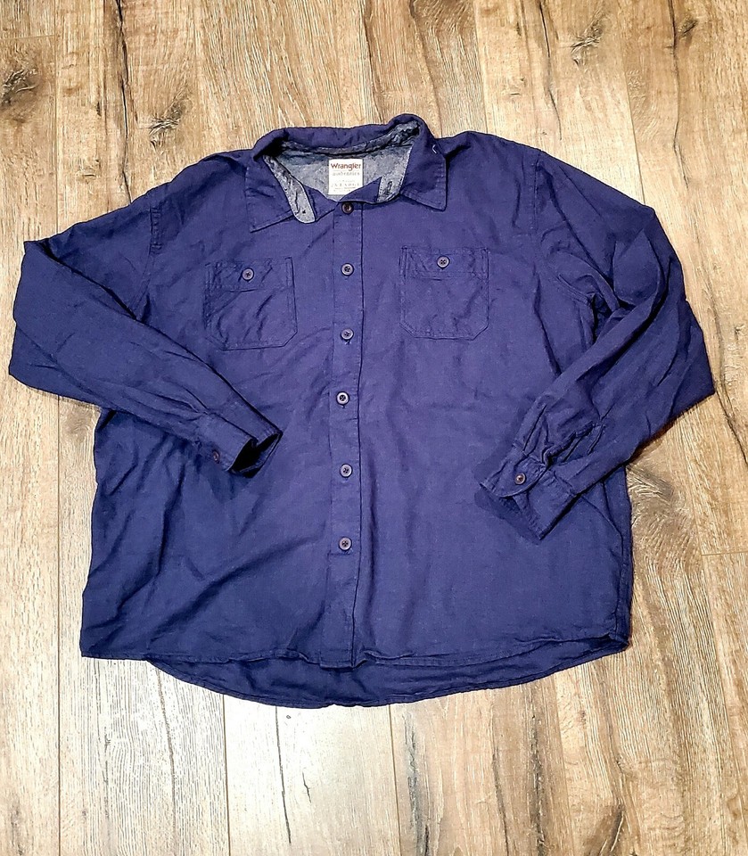 Wrangler Authentics Mens Blue Button Up Size 2X Large | eBay