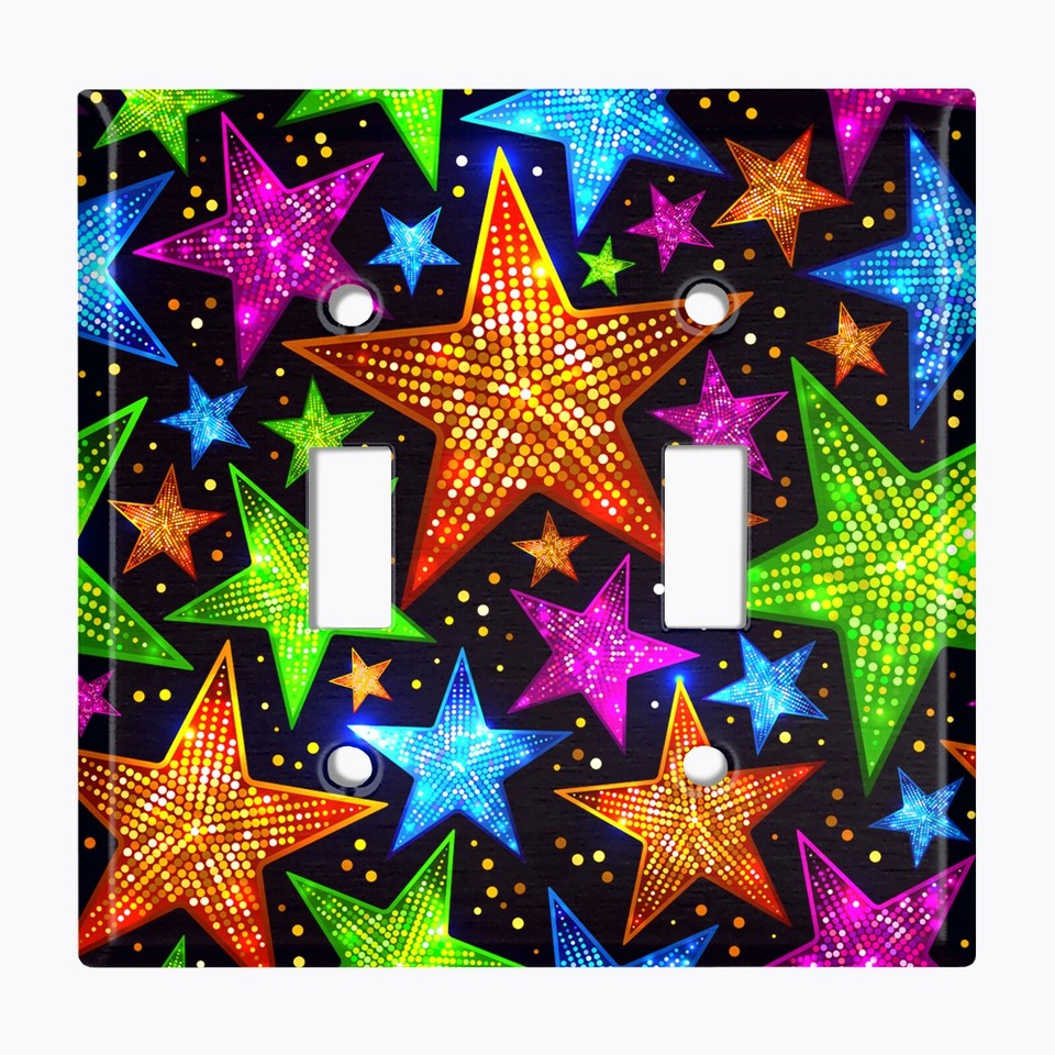 Metal Light Switch Cover Wall Plate Shooting Starlight Space Orange | eBay