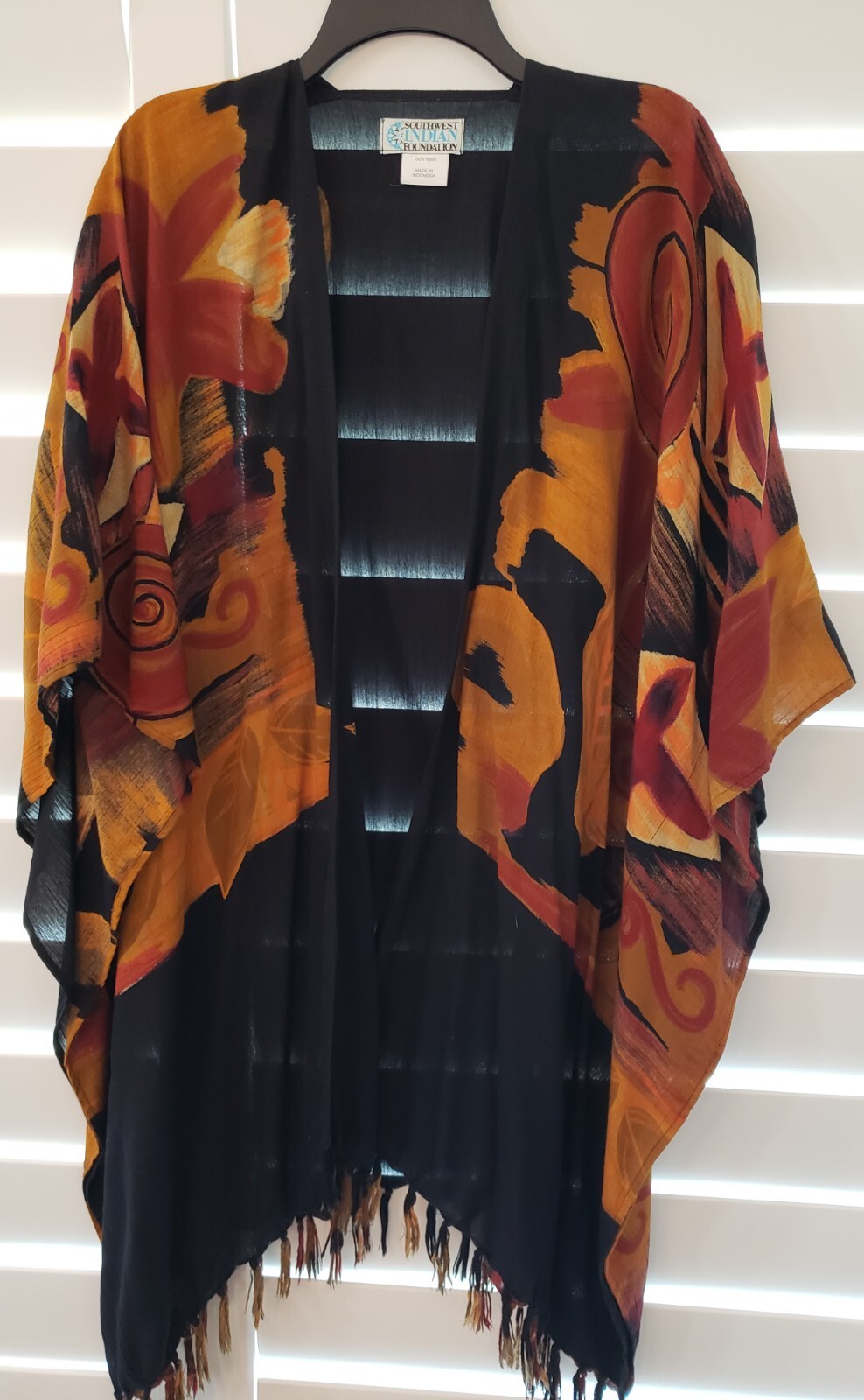 Ladies SOUTHWEST INDIAN FOUNDATION Open Front Fringed Cardigan Kimono ...