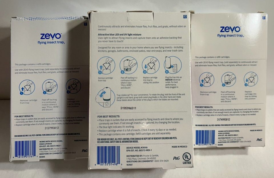 Zevo Flying Insect Fly Trap (1 Device + Refill) Featuring Blue UV Light ...
