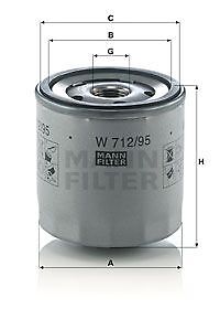Mann-filter Oil Filter W712/95 fits Audi A1 8XK, 8X1 1.4 TFSI 1.0 TFSI ...