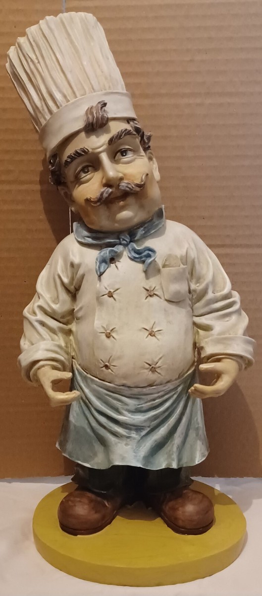 Vintage Chef Statue Kitchen Chef Statue, Wine, Apron, Vintage,