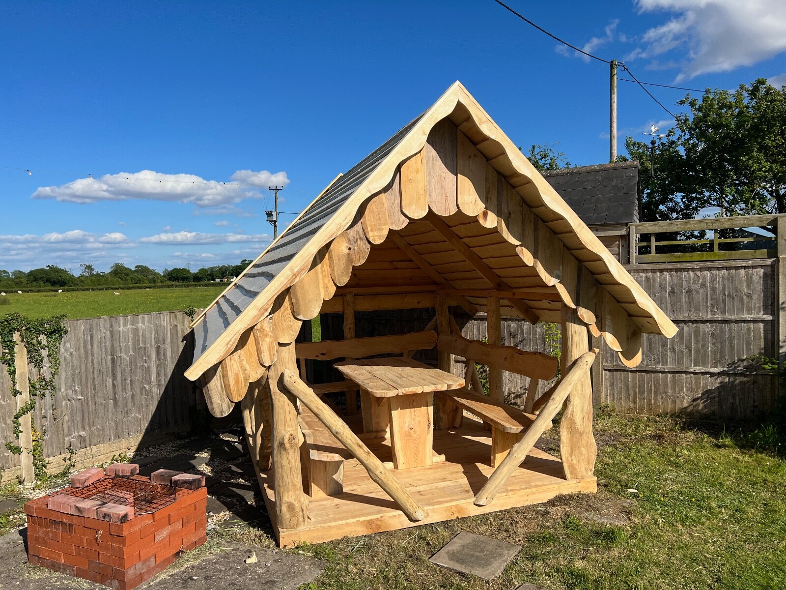 Log Gazebo,Bespoke,Tree Trunk,Hot Tub Shelter,Handmade Pavilion,Wooden ...