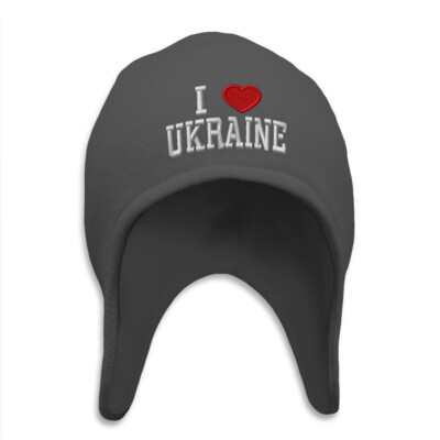 Ear Flap Beanie for Men & Women I Love Ukraine Acrylic Skull Cap Helmet ...