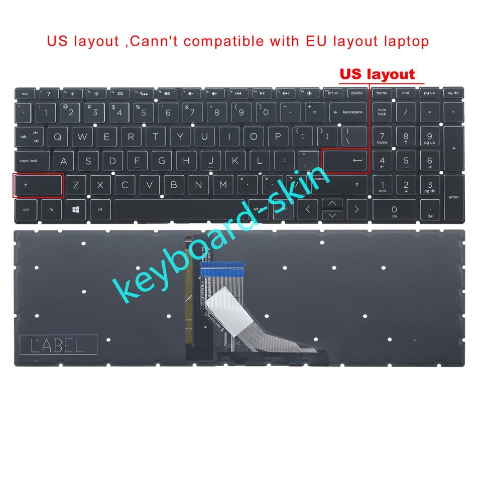 New Backlit US Keyboard for HP 250 G7,255 G7,256 G7,15-CS,15-EC,15-DF ...