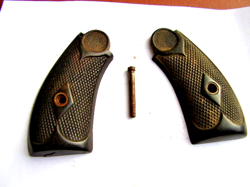 unknown vintage Revolver Grips & Screw black hard rubber gutta? | eBay