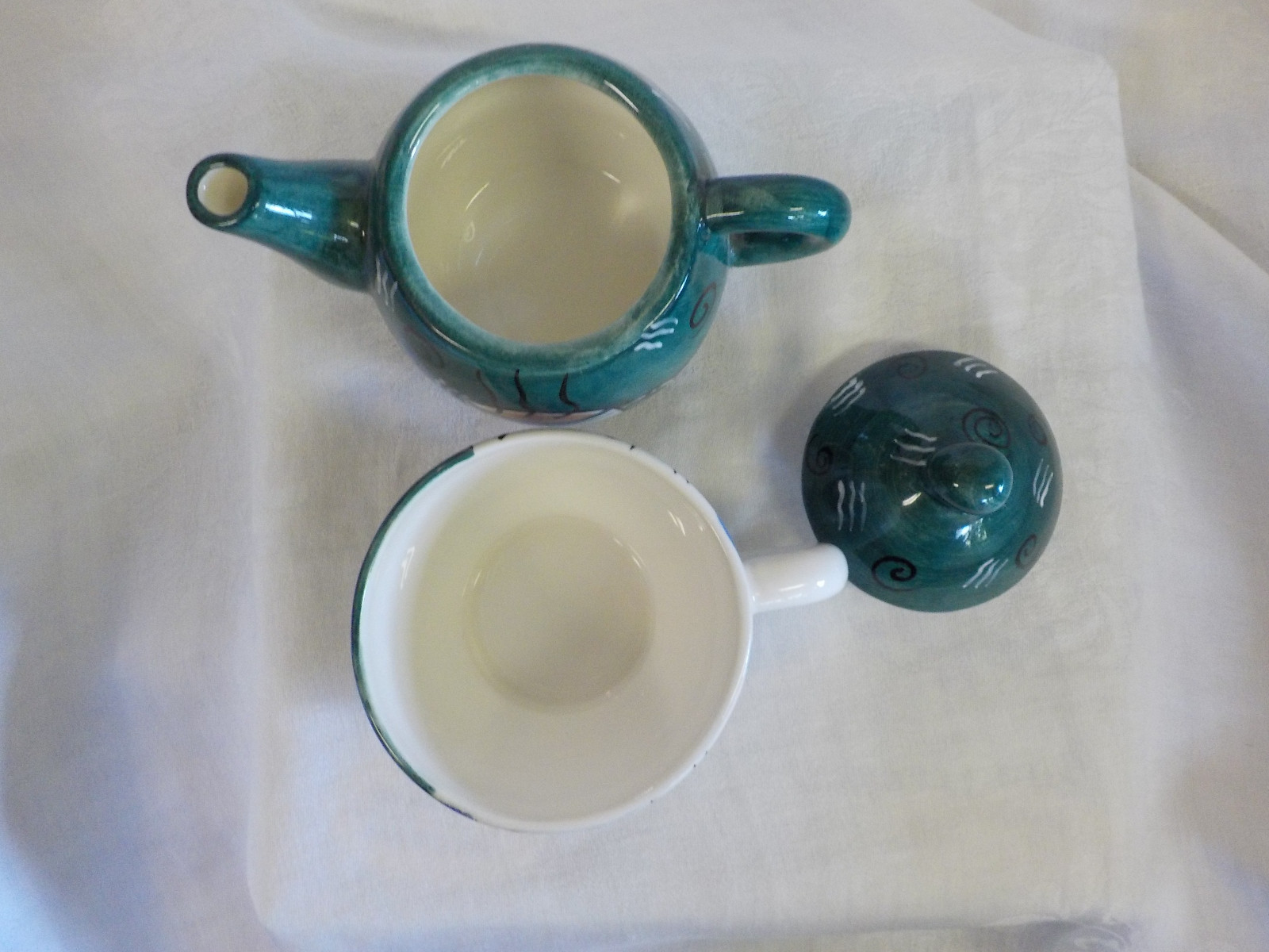Vintage Bella Casa Tea Pot W/ Matching Cup NEW Stacking Ceramic ...