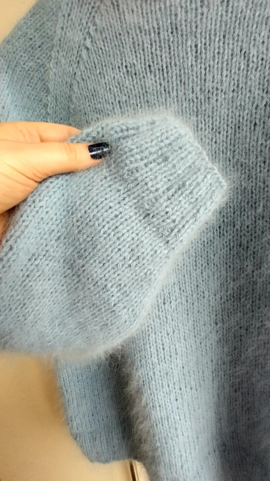 Beautiful hand knitted blue sweater, angora 80%, Italy | eBay