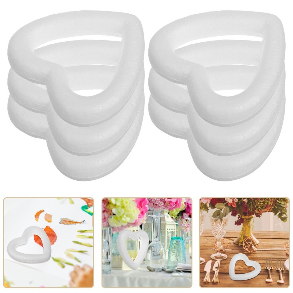 10Pcs Heart Foam Wreath Form DIY Wreath Heart Foam for Wedding ...