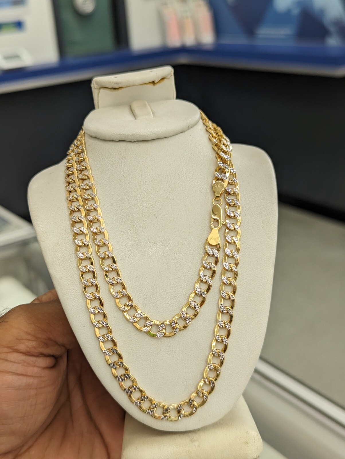 10kt Real Gold Cuban Curb Diamond Cut Chain 6.4 mm for Men and Women | eBay