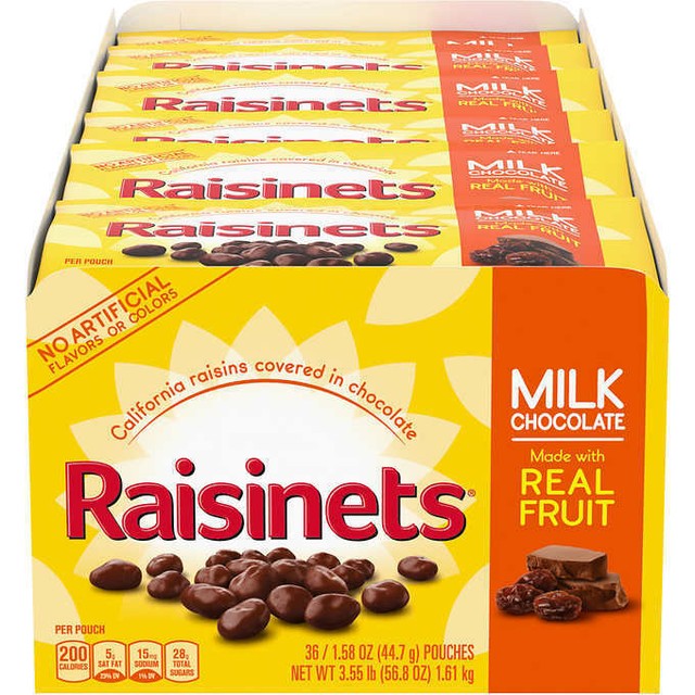 Nestle Raisinets Milk Chocolate Covered Raisins 1.58 Oz 36 Bags Ship ...