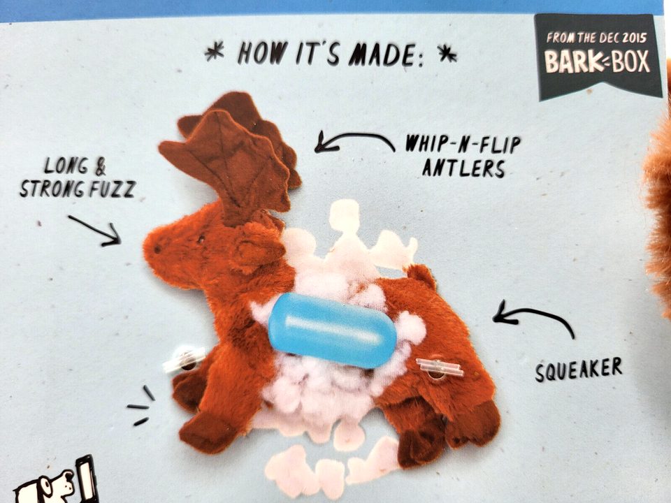 Bark Box Monty The Moose Plush Squeaky Toss & Shake Dog Toy | eBay