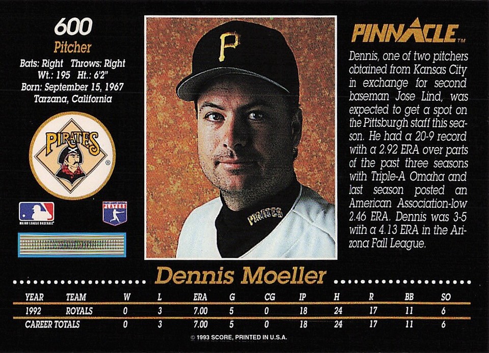 1993 Pinnacle #600 Dennis Moeller | eBay