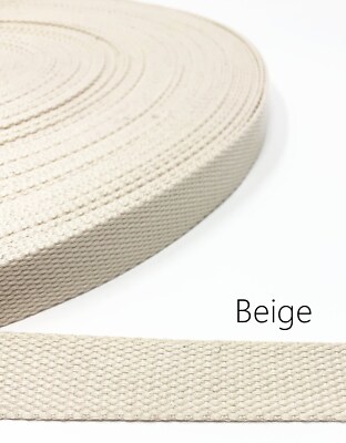Beige Cotton Webbing - 1 inch (25 mm) Heavy weight Cotton Webbing (5 ...