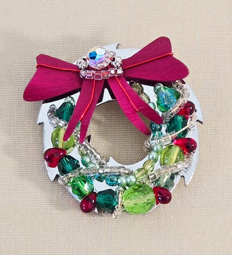 LIZTECH Artisan Jewelry Christmas Wreath Pin Brooch Signed | eBay